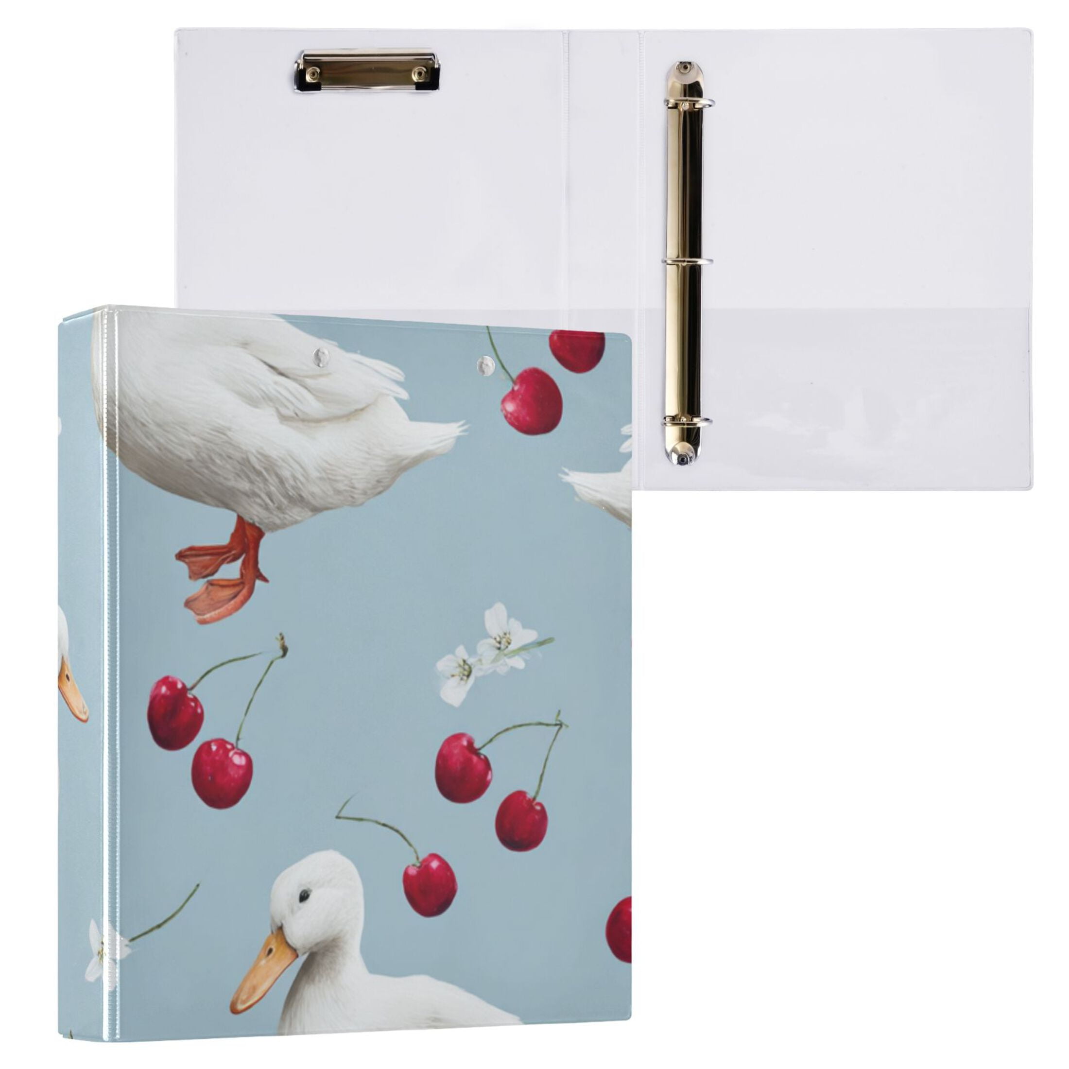Cherries with Ducks Round Ring Binder 3 Rings 1.5" Capacity File ...
