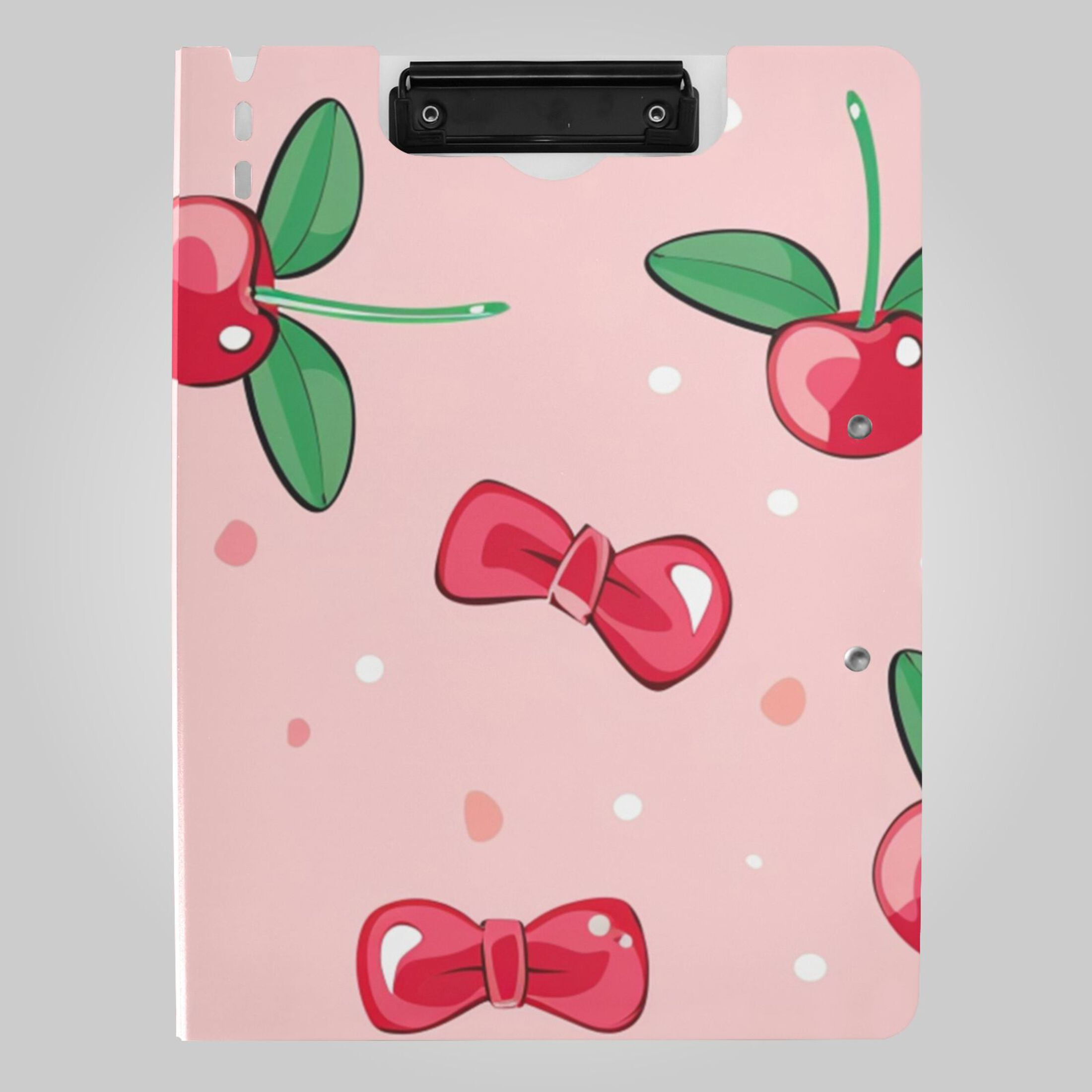 Cherries with Leaves Cute Bowknots Foldable Binder Folder Clipboard ...