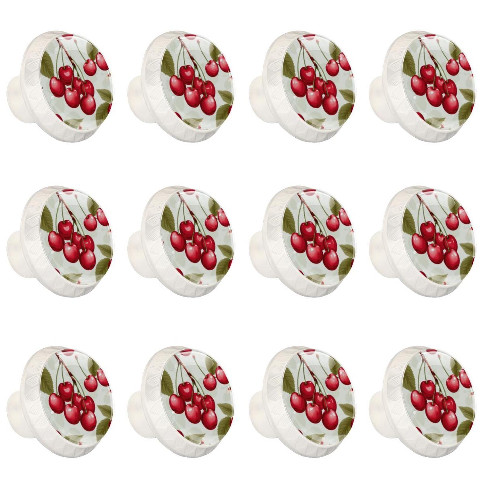 Cherry 12 Pcs White Round Drawer Pulls with Screws,ABS and Glass Cabinet Handles for Kitchen ...
