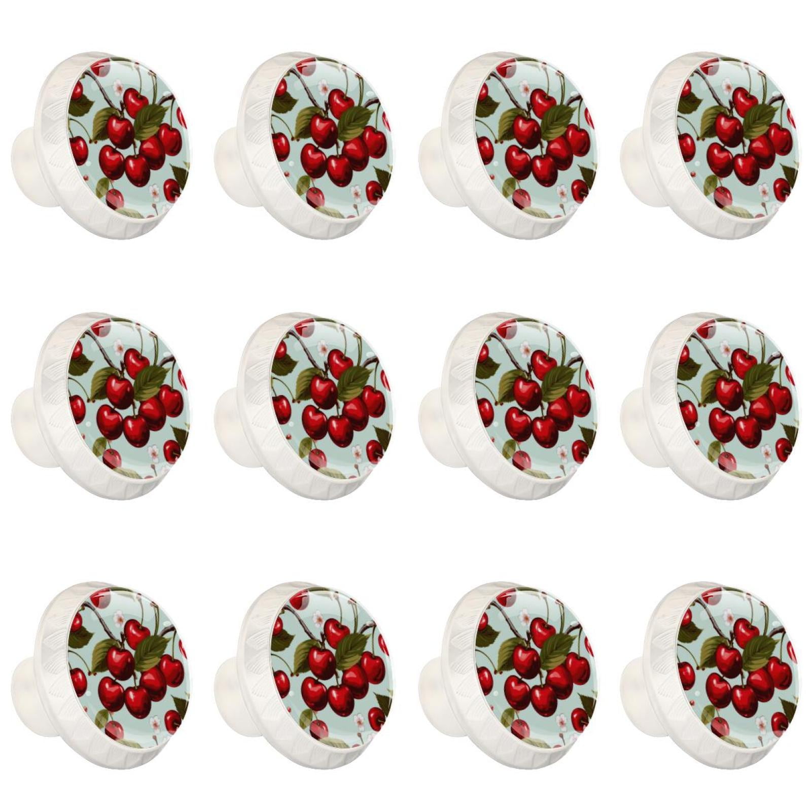 Cherry 12 Pcs White Round Drawer Pulls with Screws,ABS and Glass Cabinet Handles for Kitchen ...