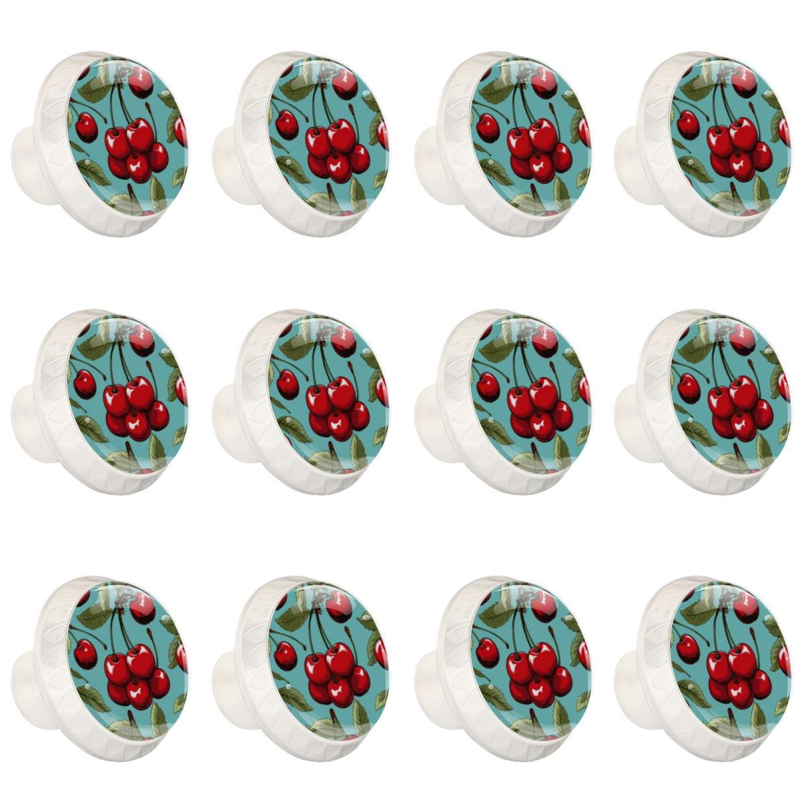 Cherry 12 Pcs White Round Drawer Pulls with Screws,ABS and Glass Cabinet Handles for Kitchen ...