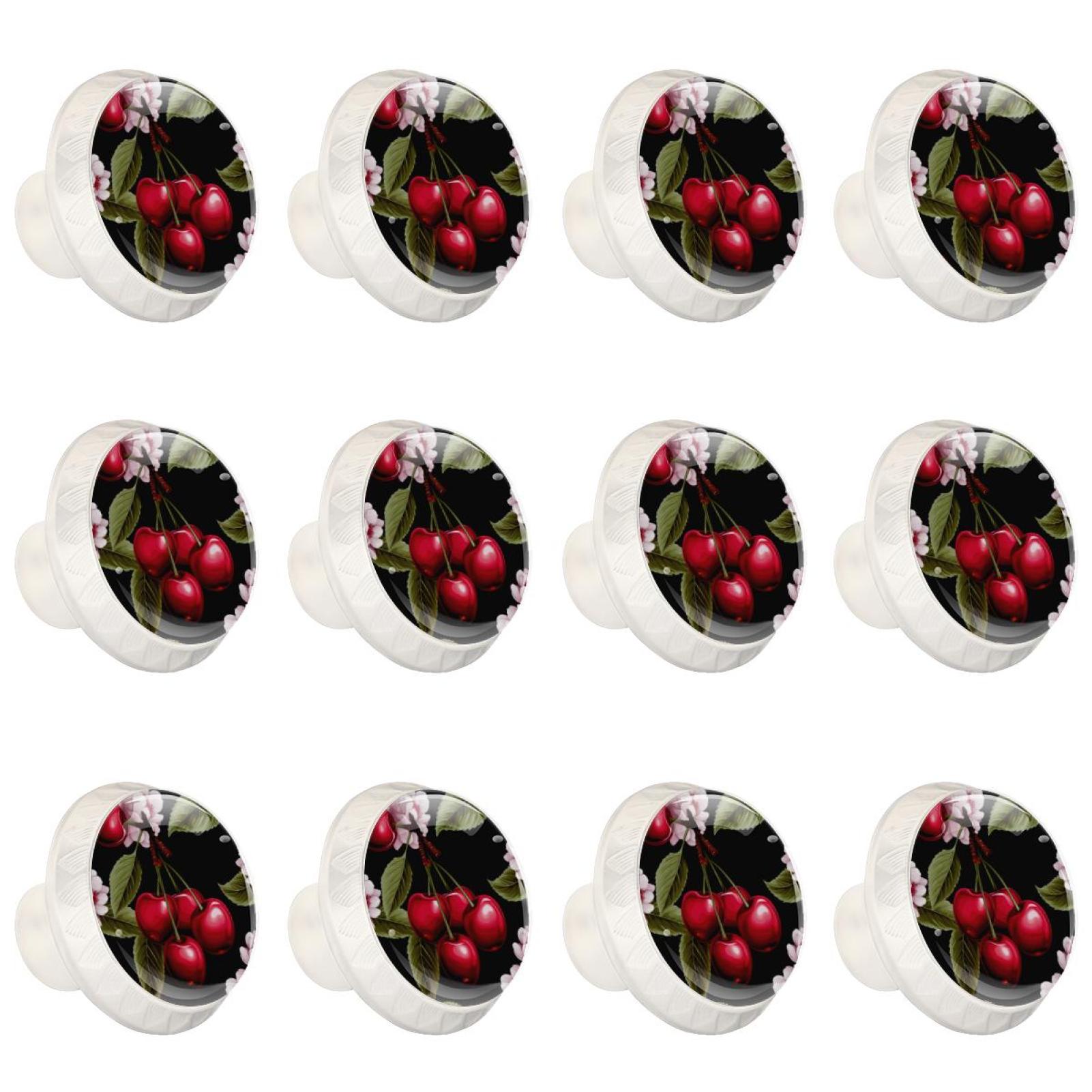 Cherry 12 Pcs White Round Drawer Pulls with Screws,ABS and Glass Cabinet Handles for Kitchen ...