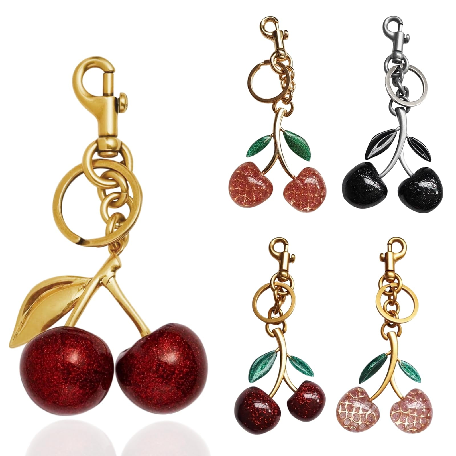 Cherry Bag Charm Cherry Keychain Charm Metal Accessory Sparkling Resin ...