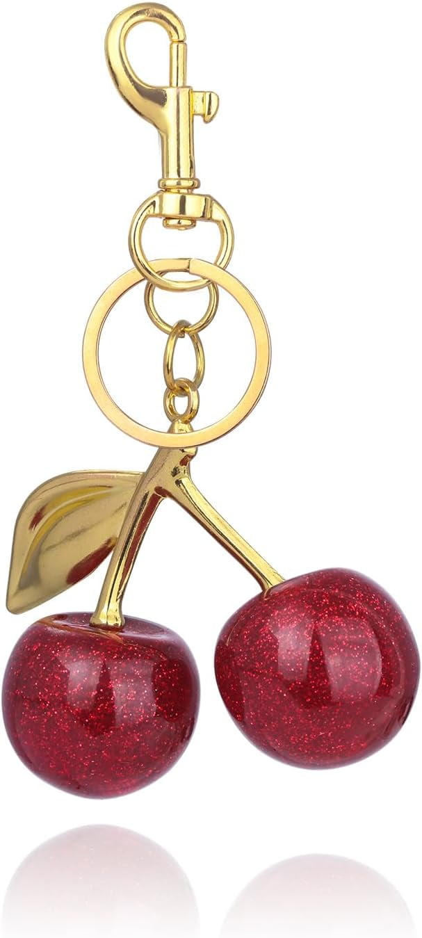 Cherry Bag Charm Keychain - Cute 3D Red Cherry Purse Handbags Key Chain ...