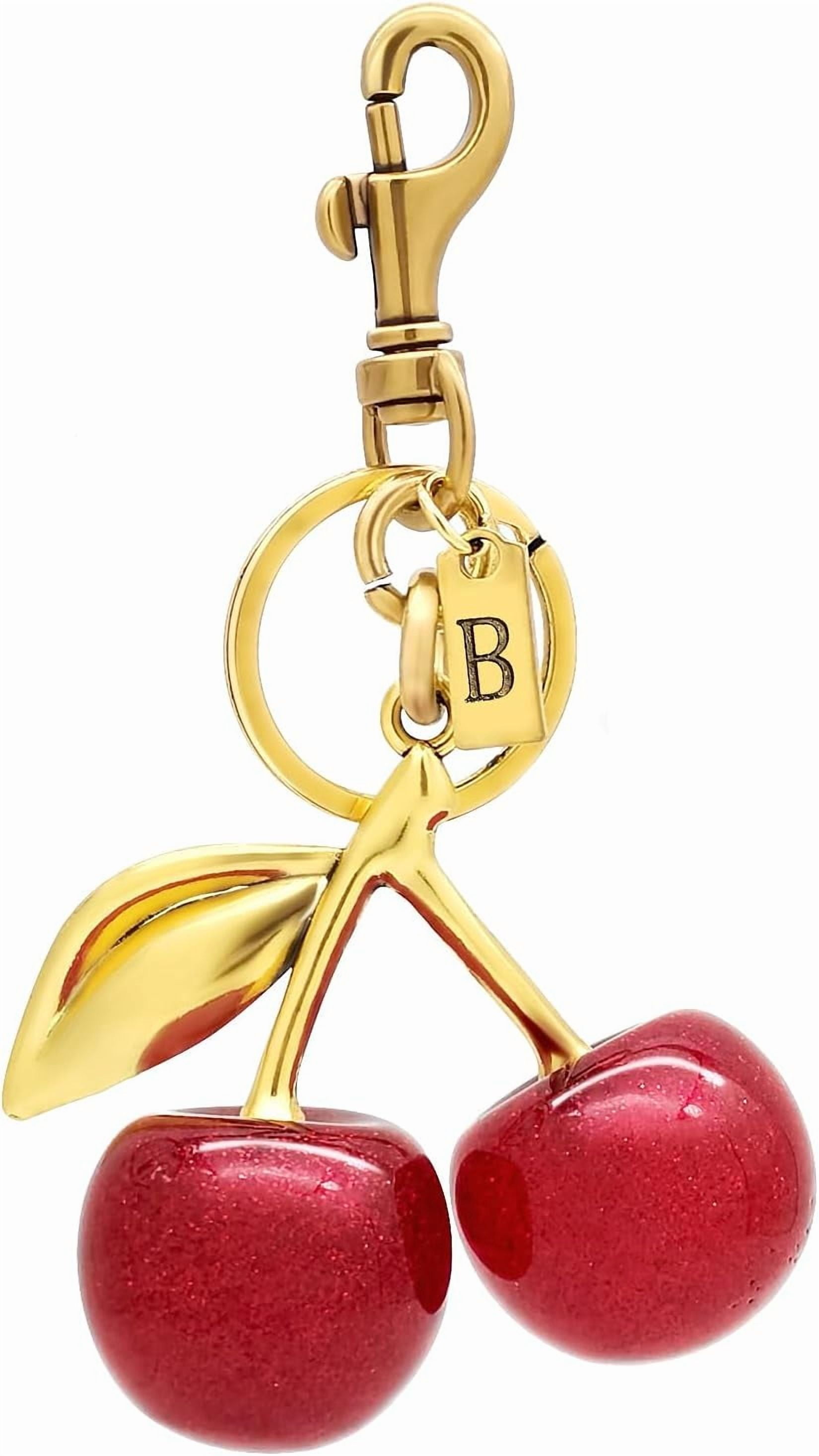 Cherry Bag Charm with Letter Tag for Women - Cute Purse Accessories ...