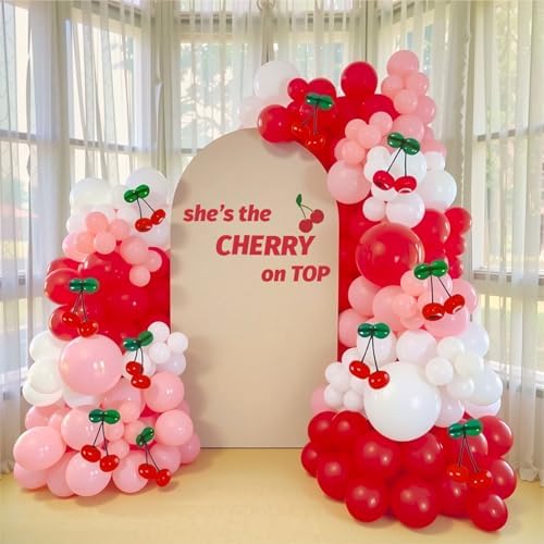 Cherry Balloon Arch Garland Kit, 136 Pcs 18" 10" 5" Pink Red White ...