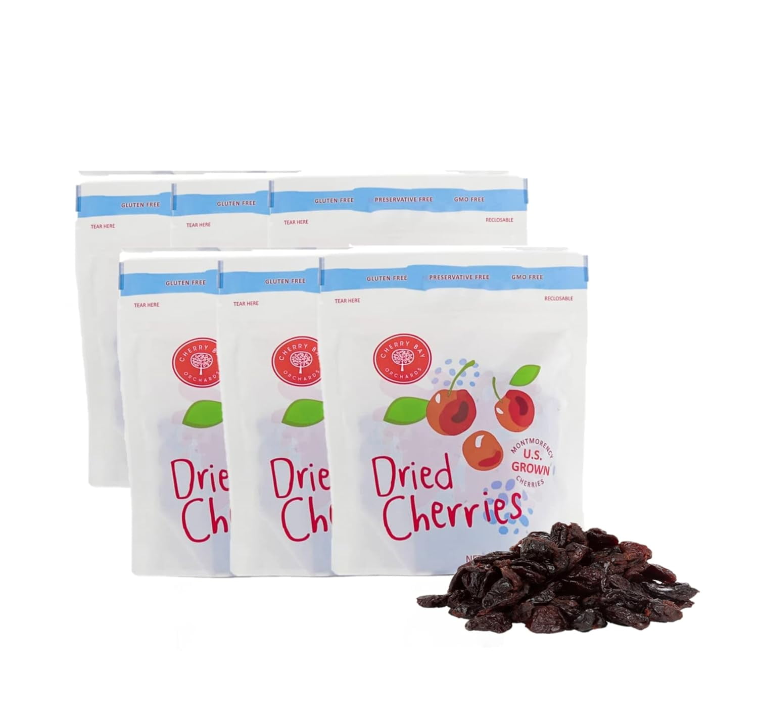 Cherry Bay Orchards Dried Montmorency Tart Cherries - Pack of 6 - 6oz ...