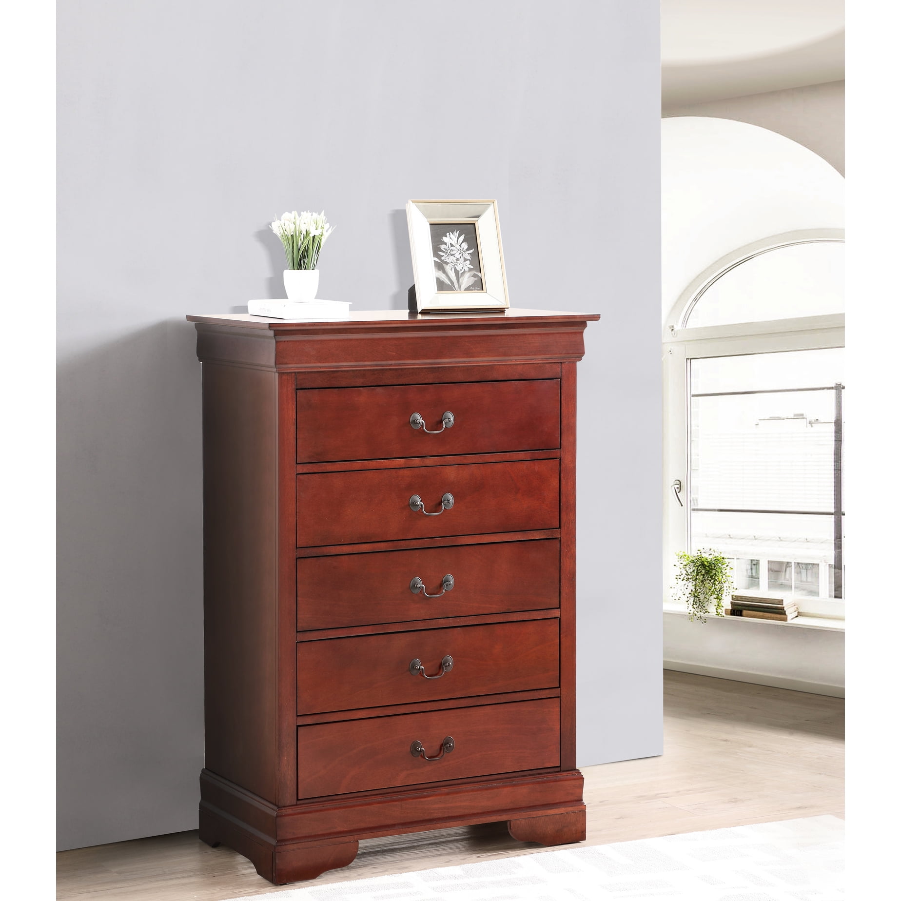 Cherry Bedroom Chest - Elegant Design, Metal Hardware Resists ...