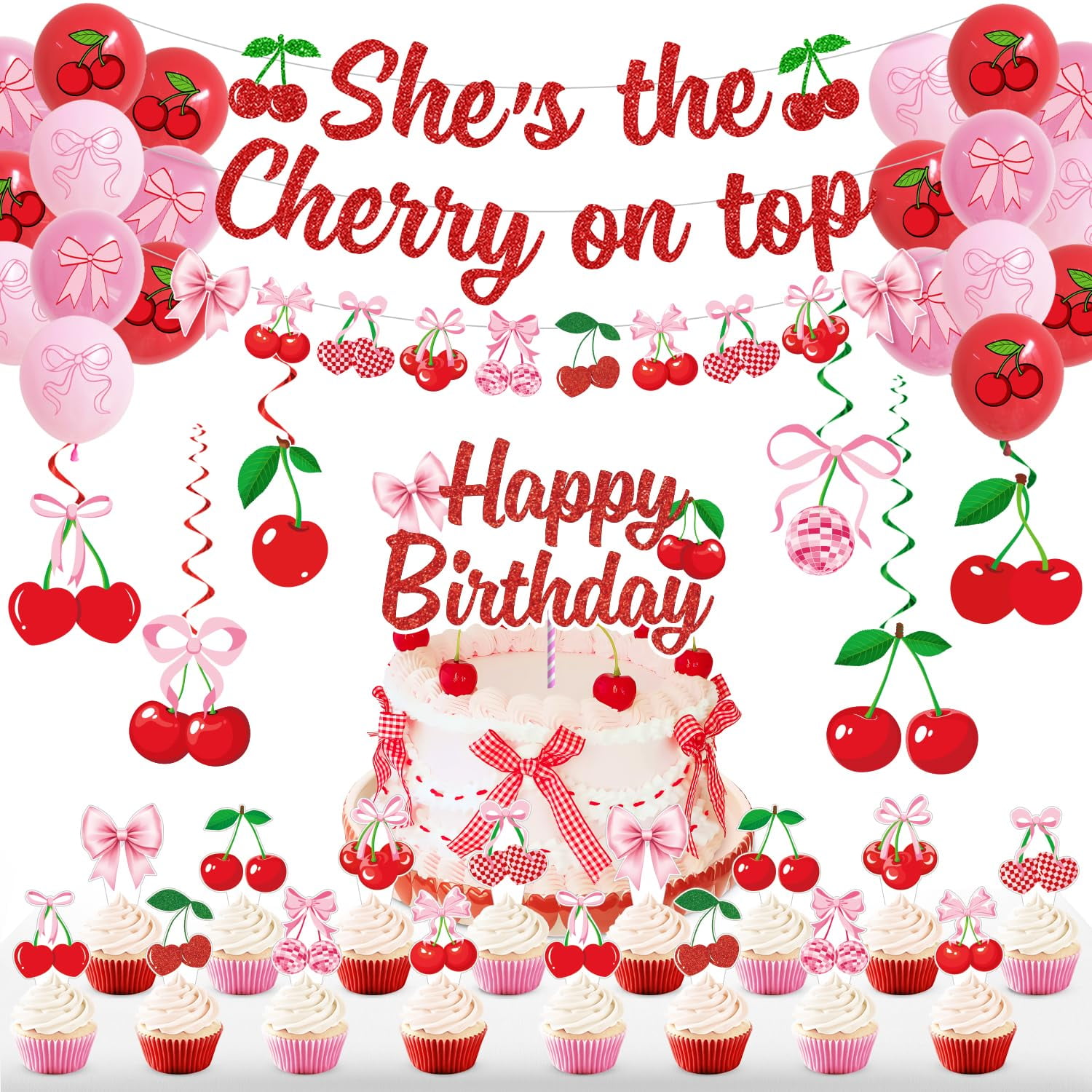 Cherry Birthday Decorations, AJH3 She’s The Cherry On Top Decorations ...