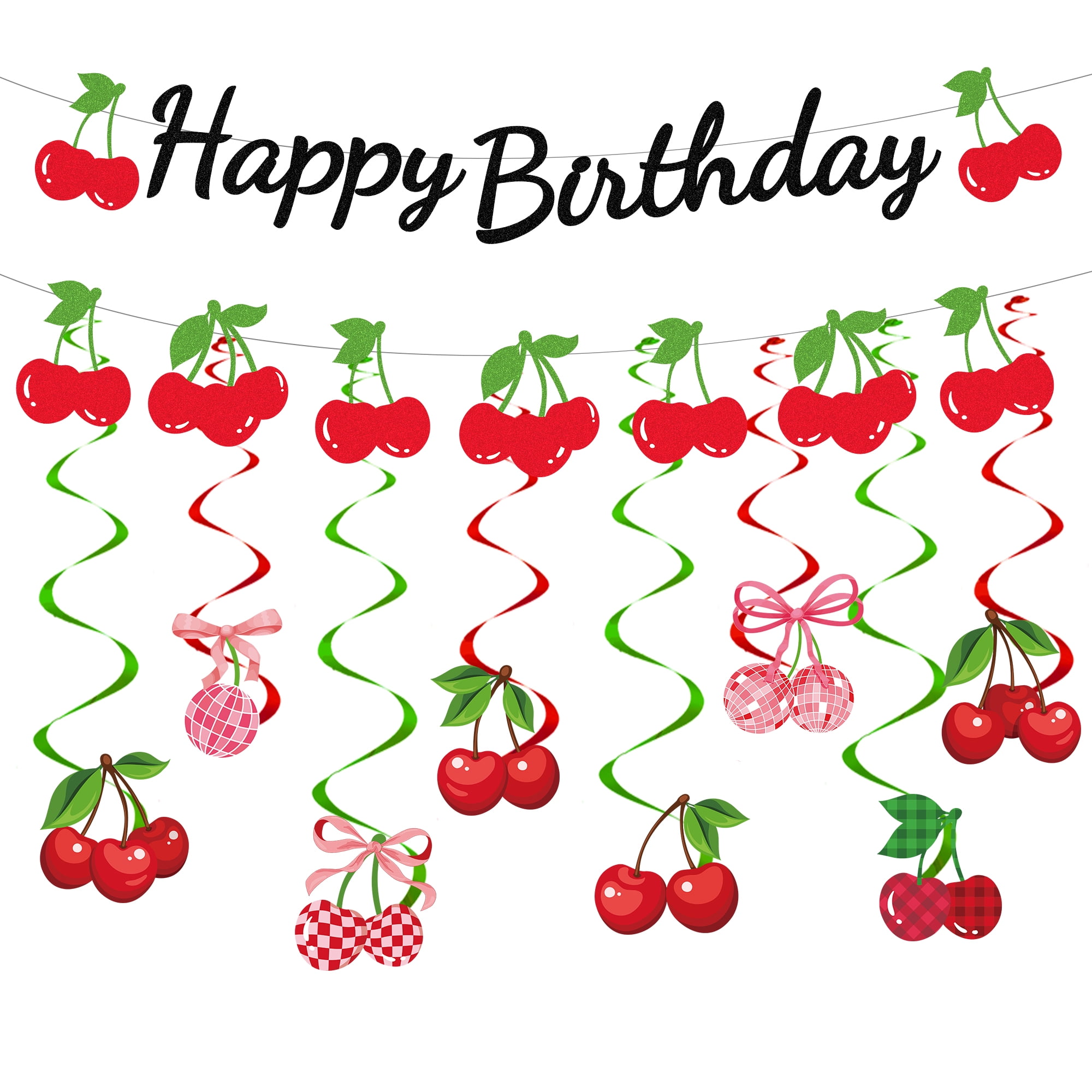 Cherry Birthday Party Decorations - 10 Pcs Cherry Themed Party ...