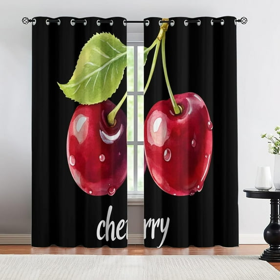 Cherry Blackout Curtains For Girls Boys Home Decor, Cherry Curtains ...