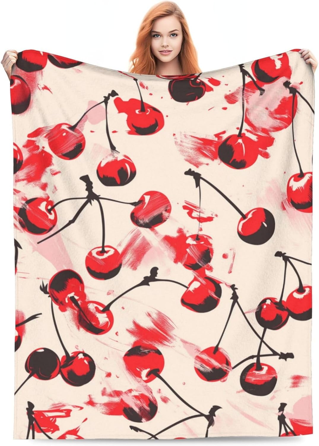 Cherry Blanket Gifts for Women Girls Kids Adults Soft Warm Lightweight ...