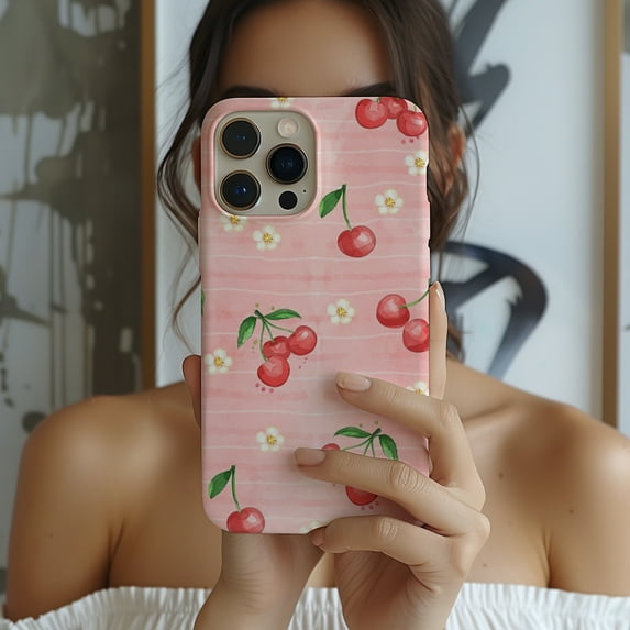 Cherry Bloom Glow Phone Case Sweet Coquette Style for iPhone 17 to 11 ...