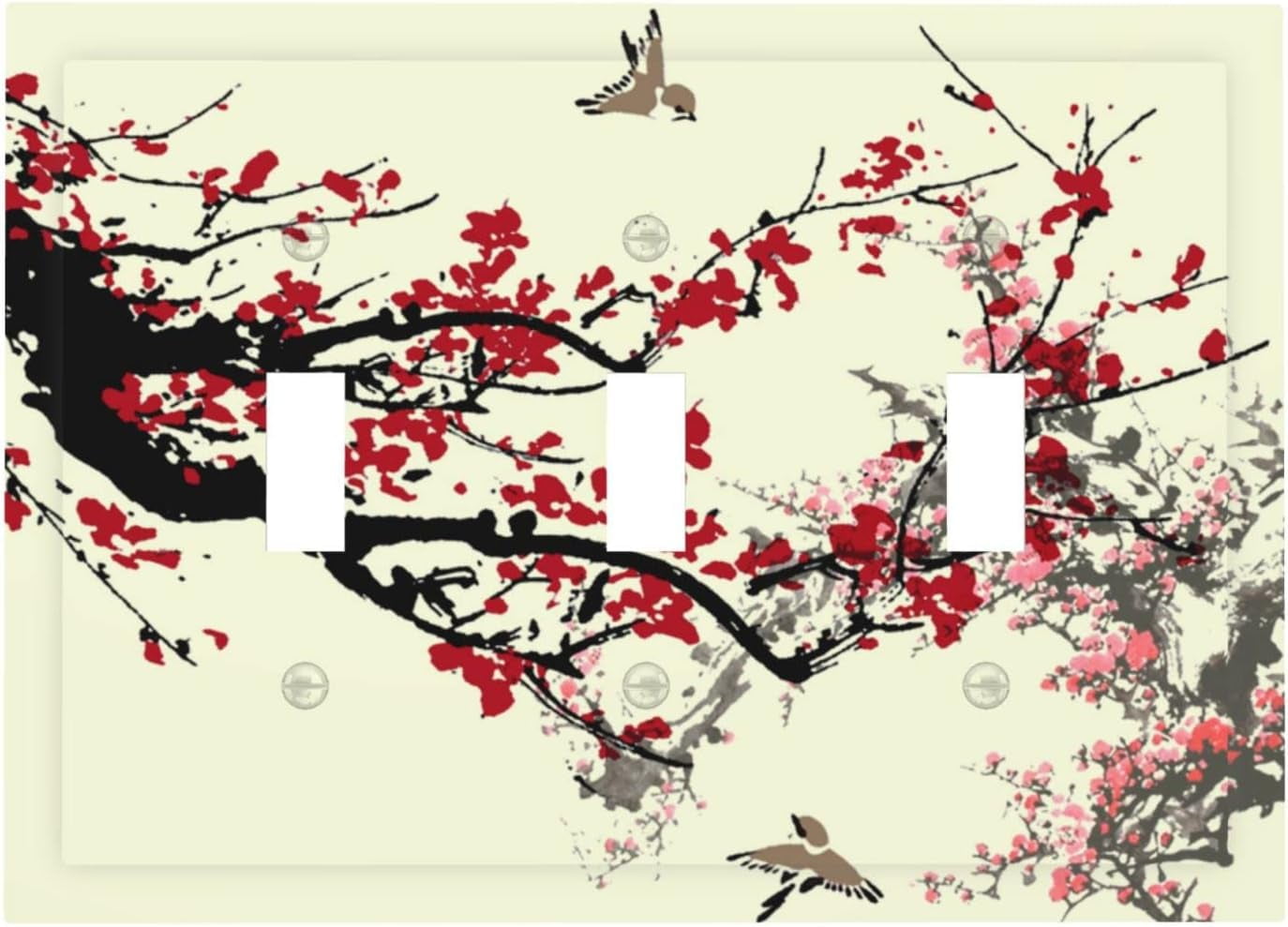 Cherry Blossom 3 Gang Light Switch Cover Decorative Triple Toggle Wall ...