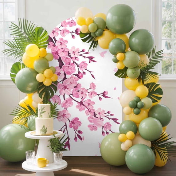Cherry Blossom Arch Backdrop Cover, 7.2FT, Spring Pink Flower Floral ...