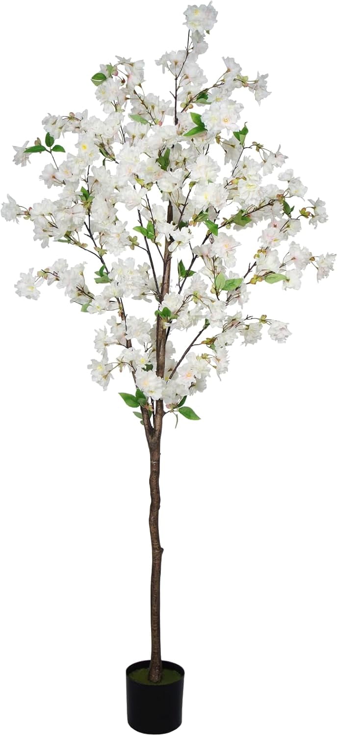 Cherry Blossom Artificial Tree 6FT, High Simulation White Cherry Plant ...
