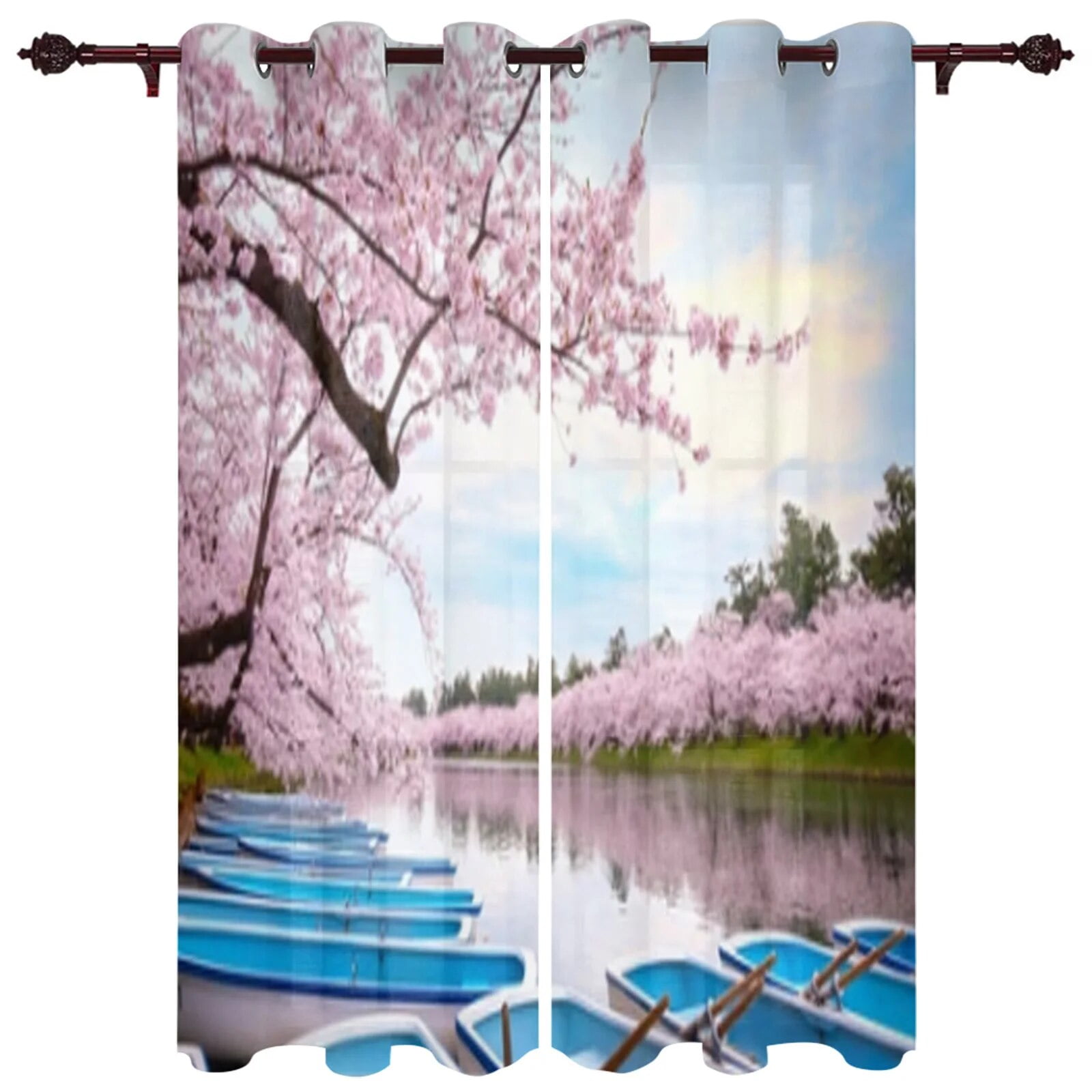 Cherry Blossom At Park Window Curtains For Living Room Bedroom Luxury ...