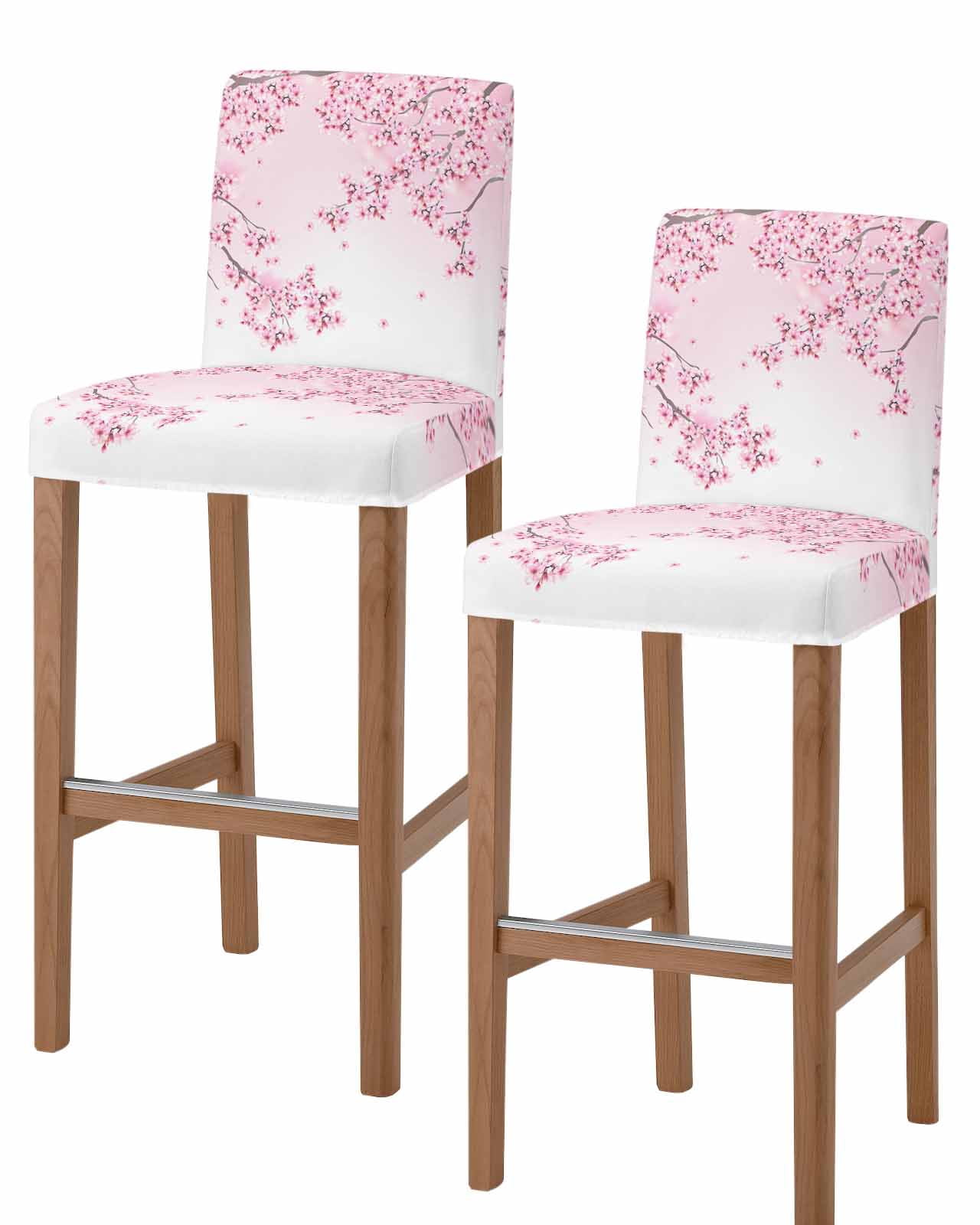 Cherry Blossom Bar Stool Covers Set of 2, Gradient Tree Pink Flower ...