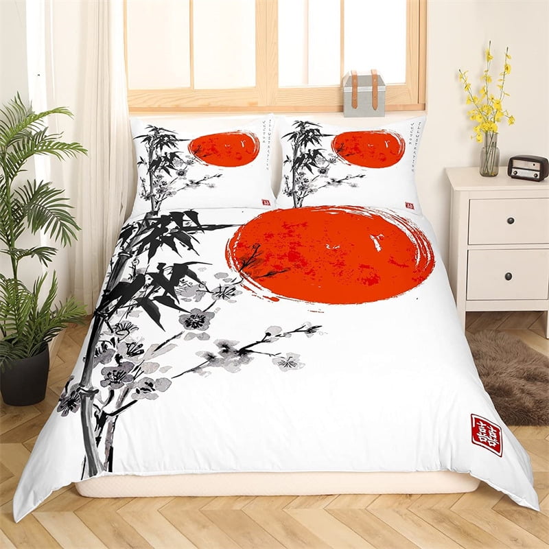 Cherry Blossom Bedding Set Flower Branch Duvet Cover Japanese Style ...