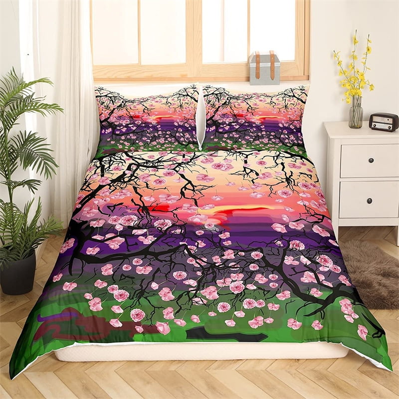 Cherry Blossom Bedding Set Flower Branch Duvet Cover Japanese Style ...