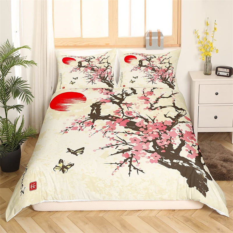Cherry Blossom Bedding Set Flower Branch Duvet Cover Japanese Style ...