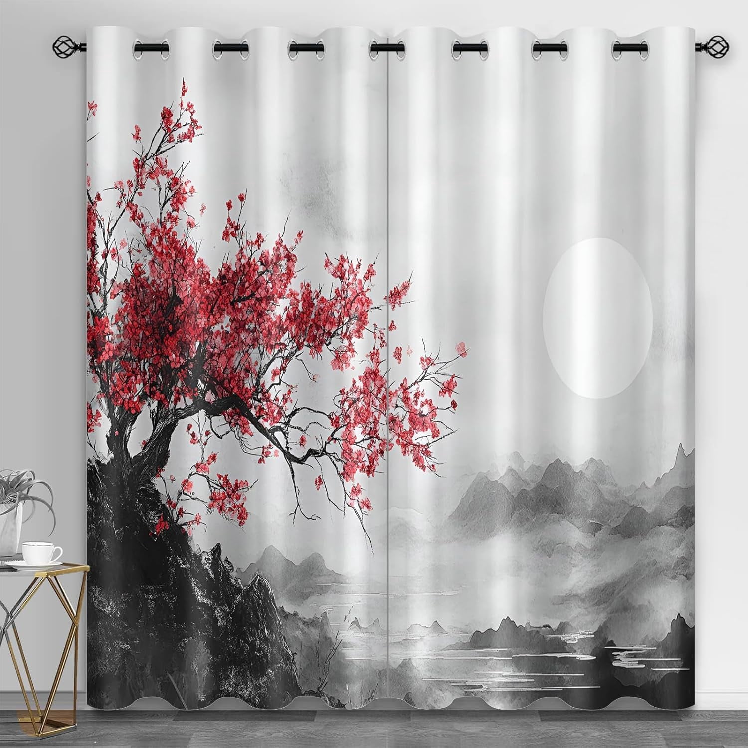 Cherry Blossom Blackout Curtains for Bedroom Living Room, Japanese ...