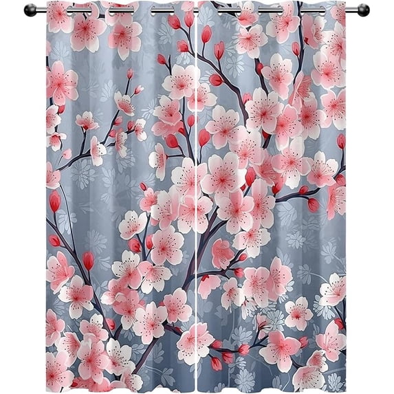 Cherry Blossom Blackout Curtains for Bedroom,Thermal Insulated Room ...