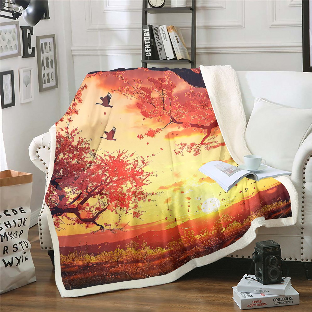 Cherry Blossom Blanket Japanese Style Flowers 40"x50" Throw Blanket ...