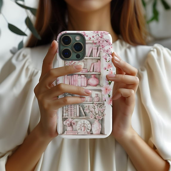 Cherry Blossom Book Lover Phone Case Floral Pink Shabby Chic with ...