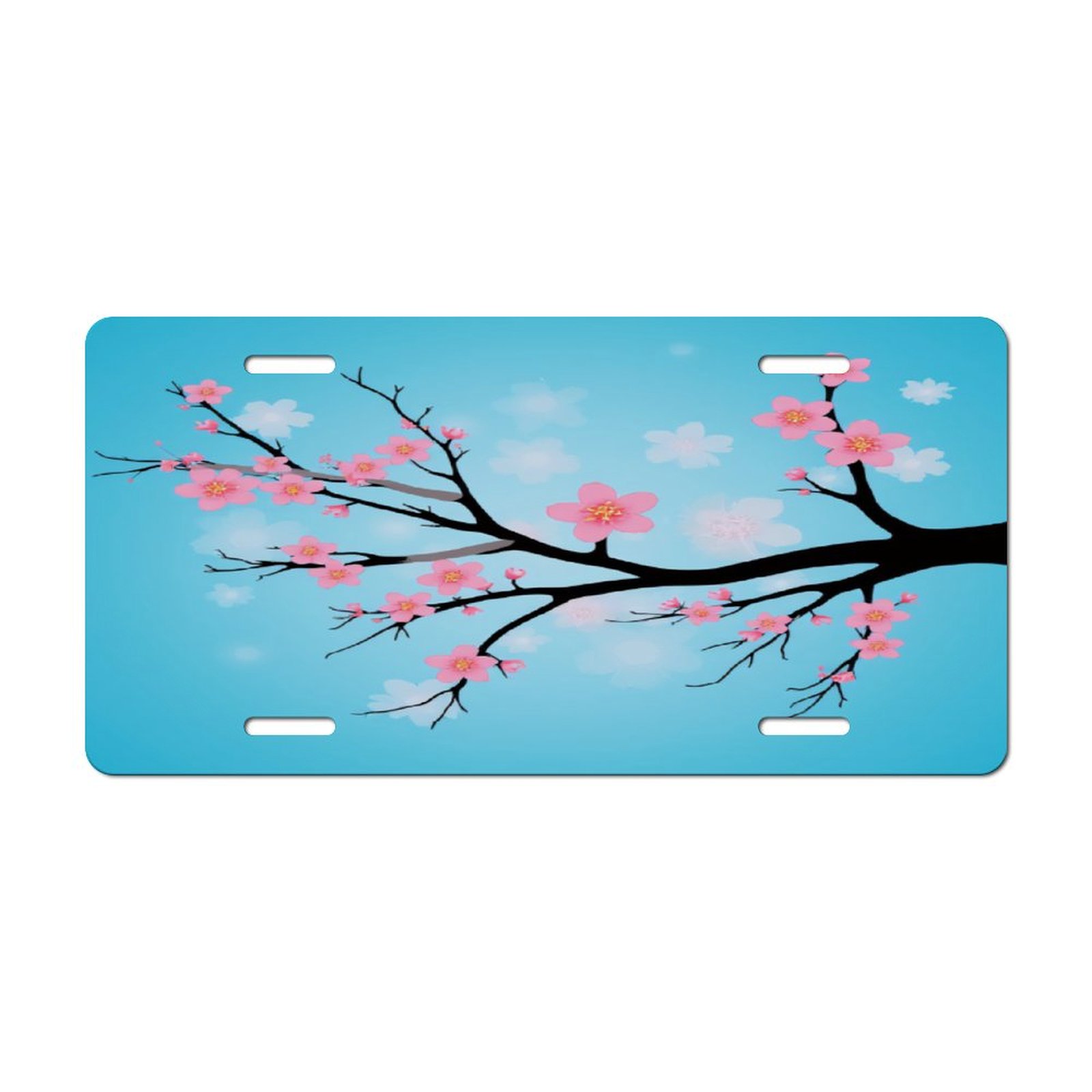 Cherry Blossom Branch Pattern License Plate Lightweight Aluminum ...