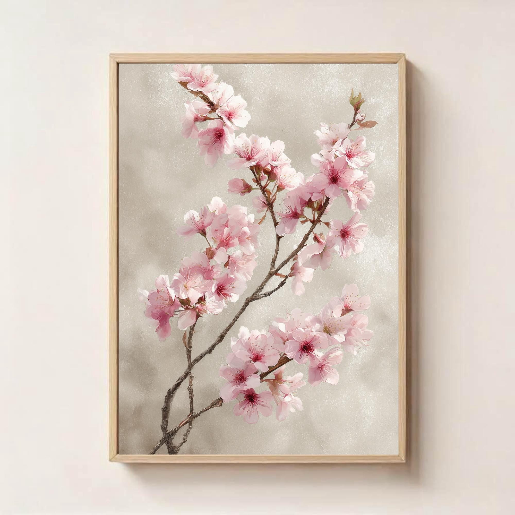 Cherry Blossom Branch Print: Vintage Botanical Sakura Wall Art Poster ...