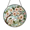 Cherry Blossom Branch Stained Glass Round Suncatcher – Floral Window ...