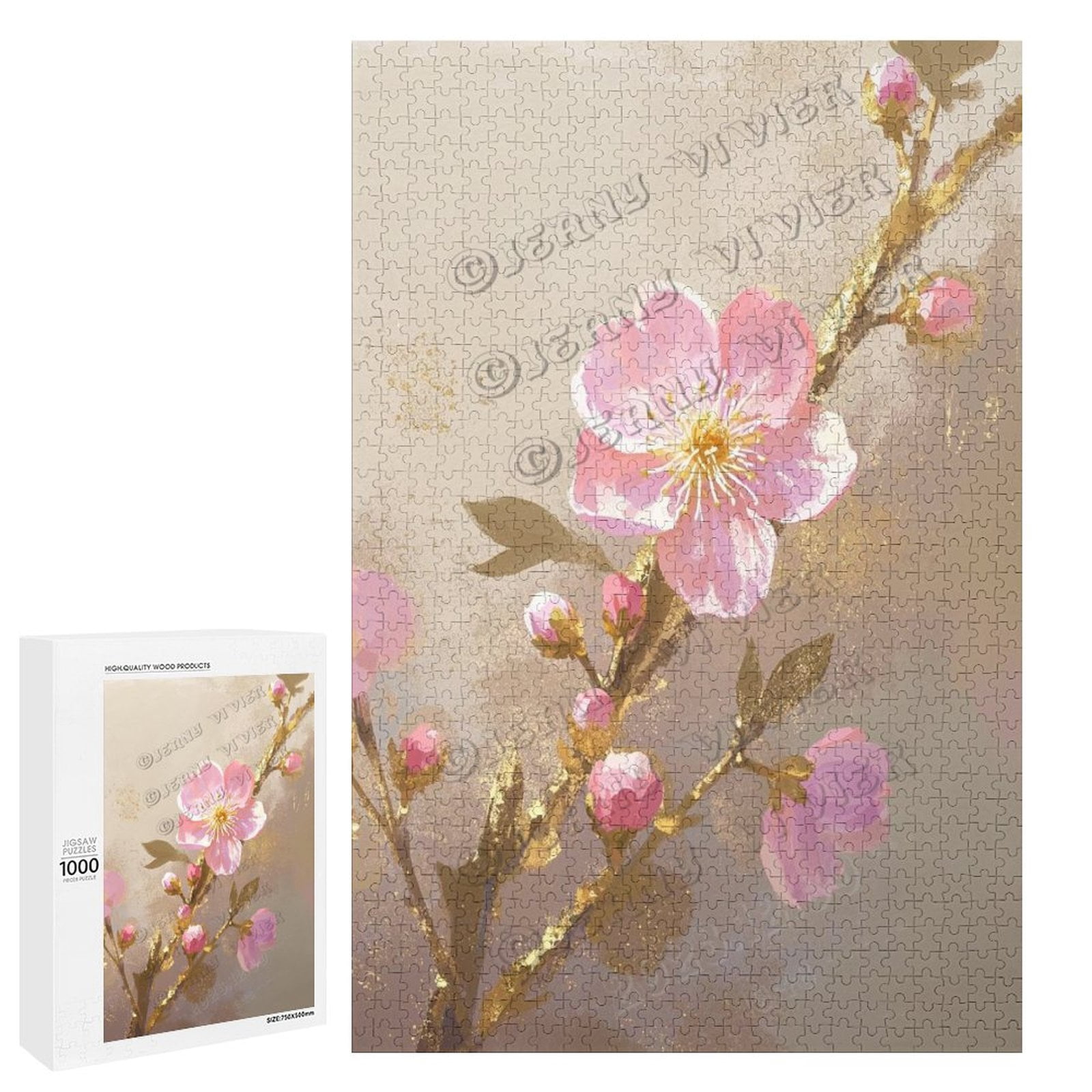 Cherry Blossom Branches 1000 Piece Wooden Puzzle, Gift Idea, Finished ...