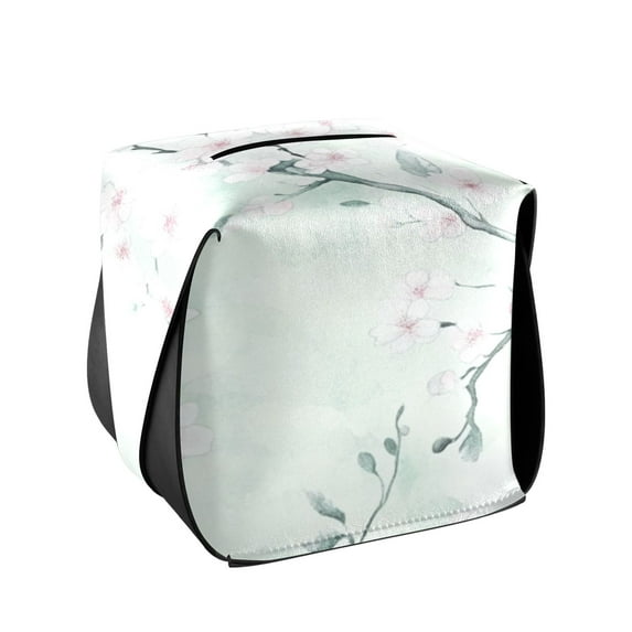 Cherry Blossom Branches 5.7in Leather Tissue Box Cover Square PVC ...