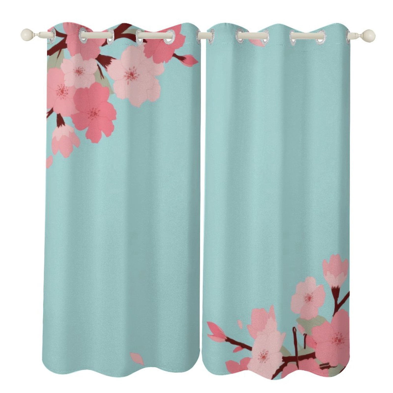 Cherry Blossom Branches Pattern 2 Panels Curtains for Bedroom Living ...