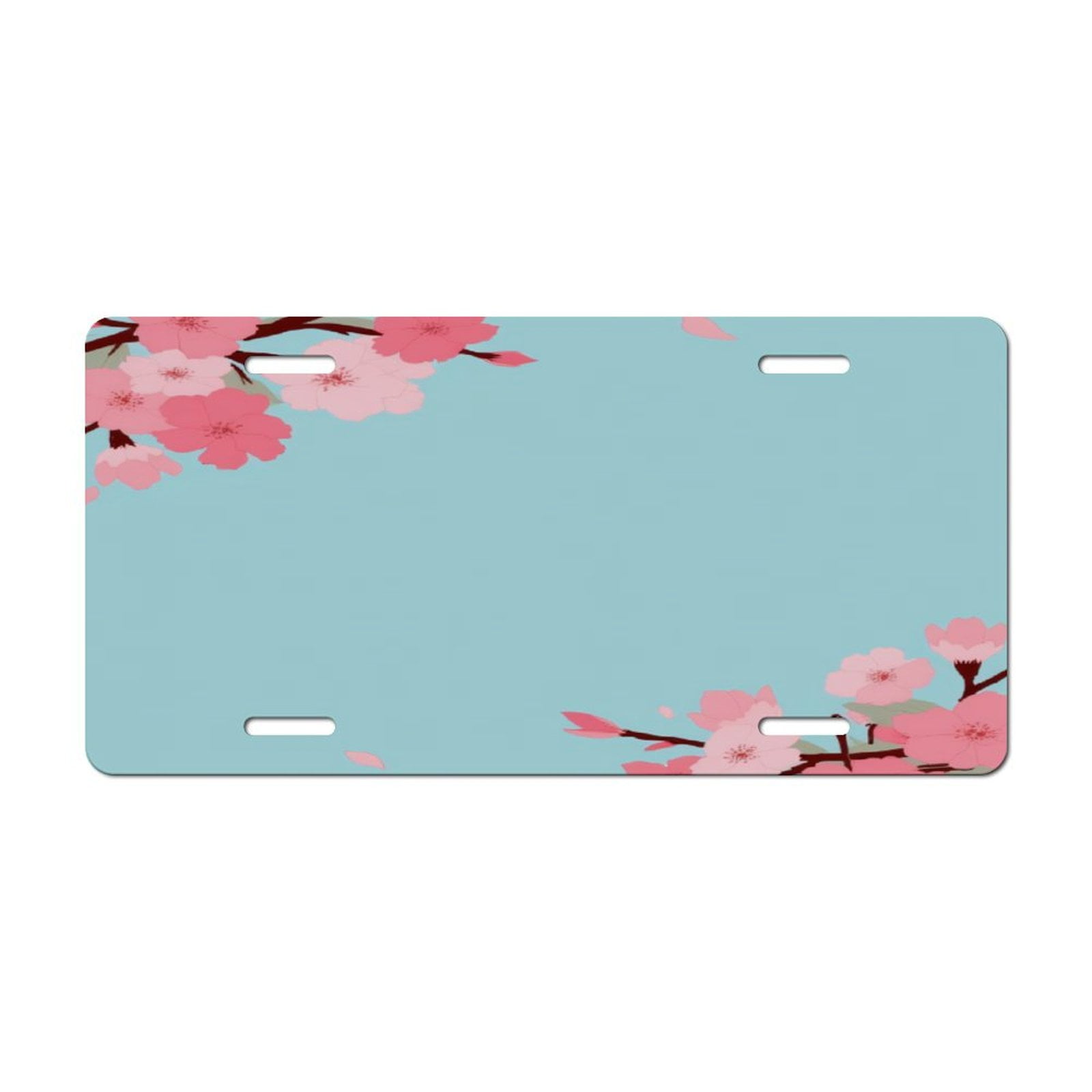 Cherry Blossom Branches Pattern License Plate Lightweight Aluminum ...