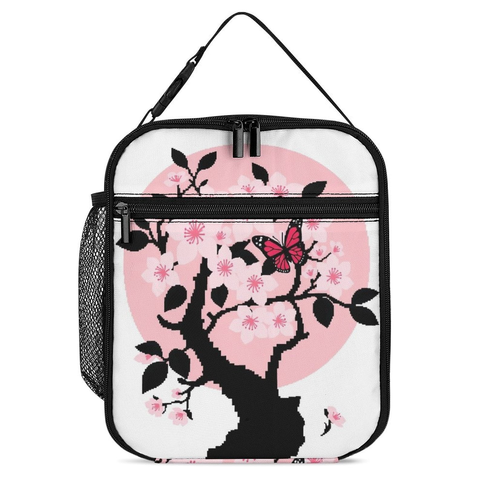 Cherry Blossom Butterfly Tree Lunch Bag Warm Insulated Lunch Box School ...