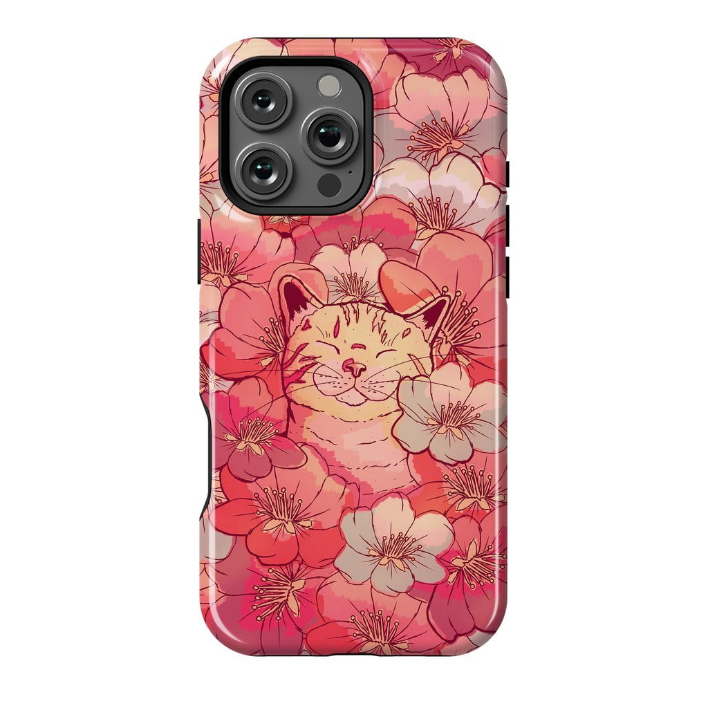 Cherry Blossom Cat Aesthetic Art For iPhone 11 to 17 Pro Max Compatible ...