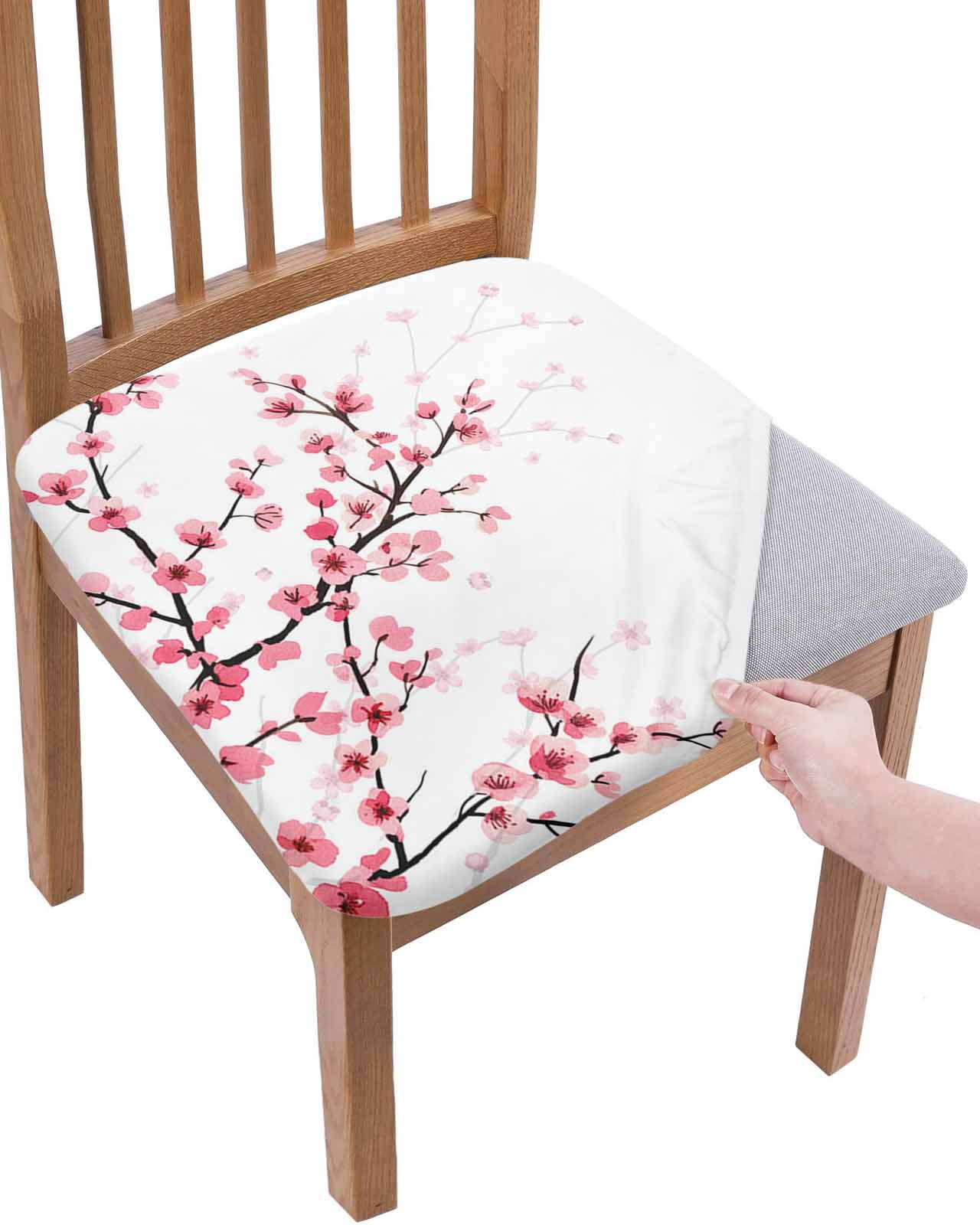Cherry Blossom Chair Seat Covers for Dining Room Stretch Chair Seat ...