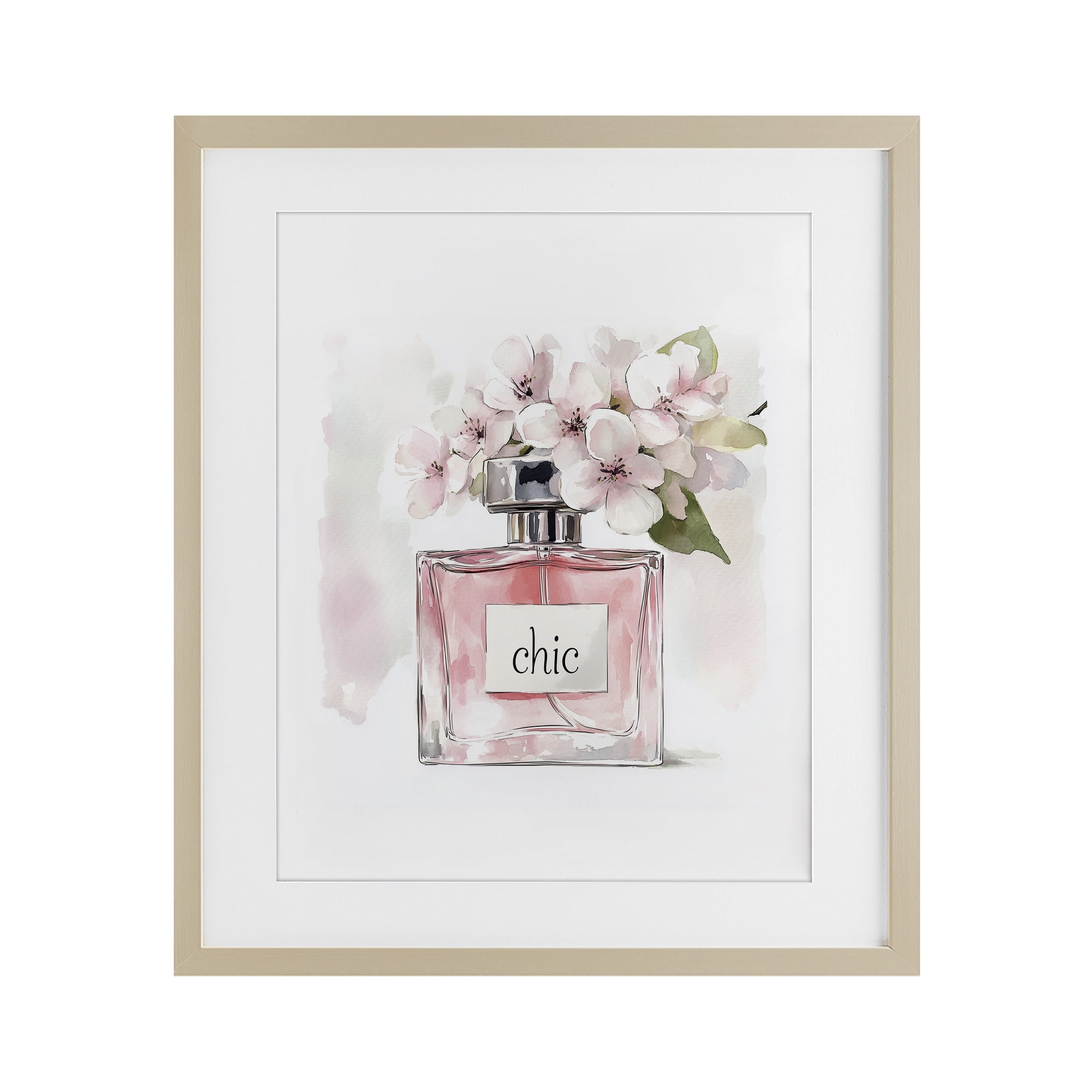 Cherry Blossom Chic Perfume Birch Framed Print Under Glass, design by ...