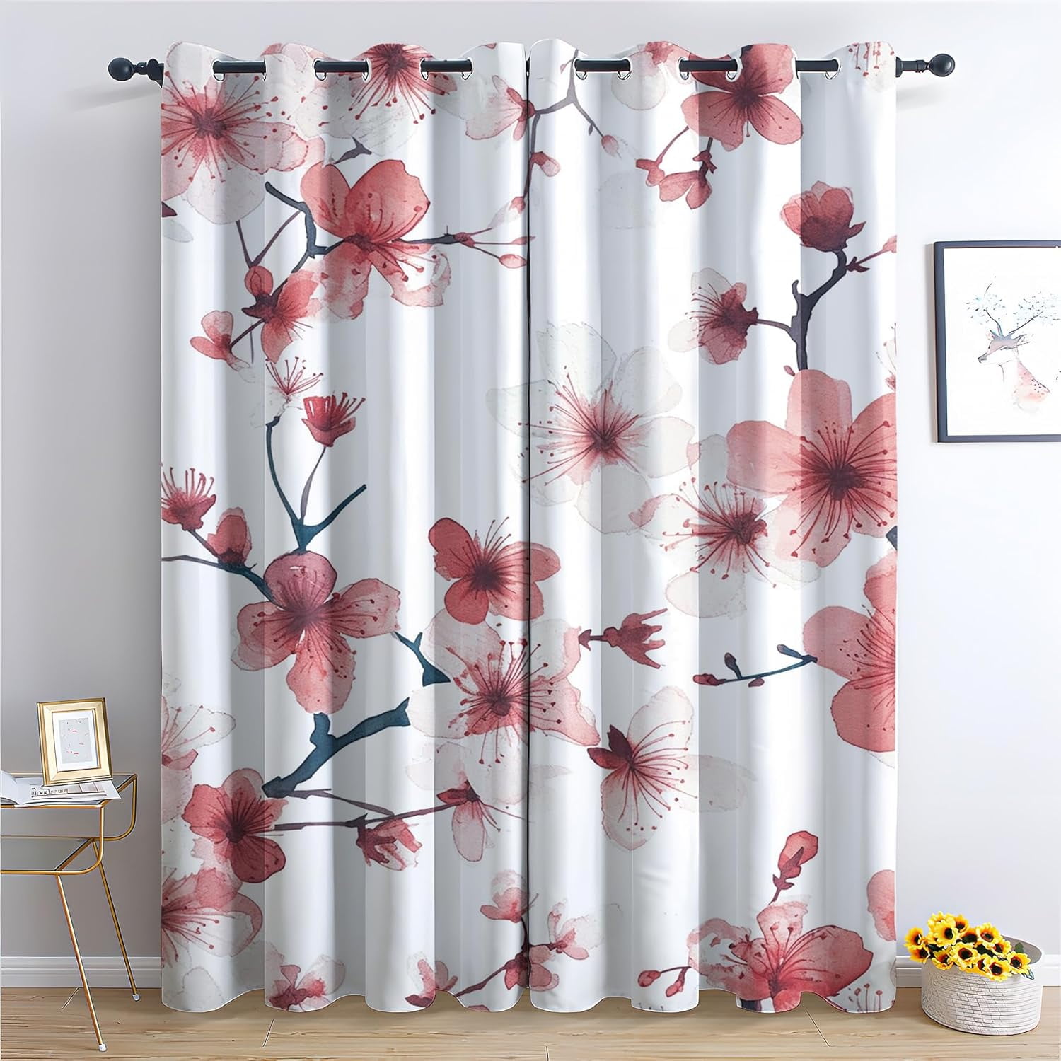 Cherry Blossom Curtains For Bedroom Living Room, Jpanese Blackout Curtains & Home Decor, Drapes ...