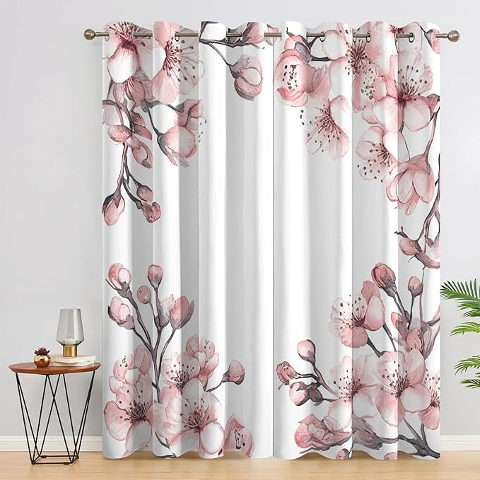 Cherry Blossom Curtains Blackout - Cherry Blossom Curtains, Pink Floral ...