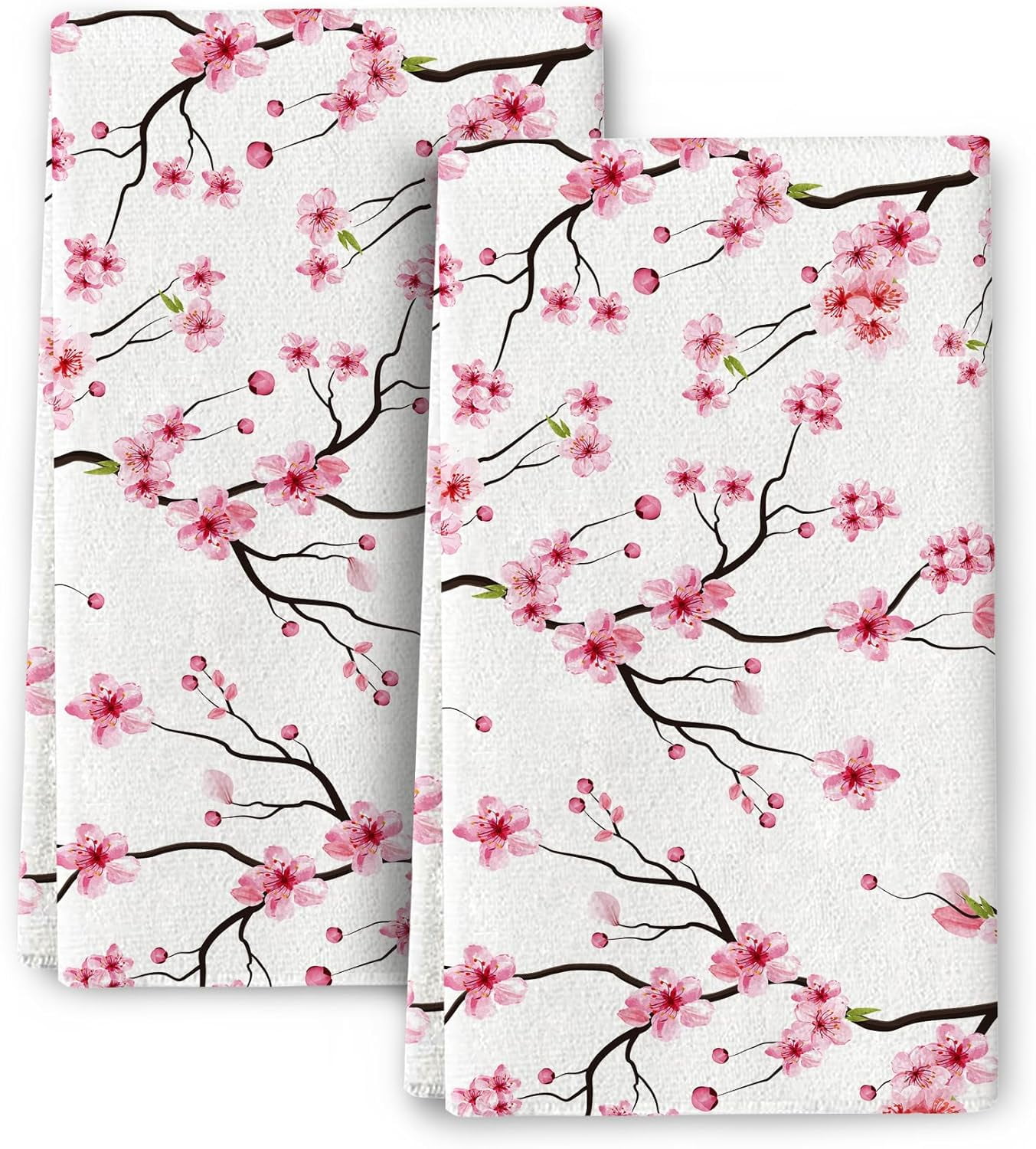 Cherry Blossom Dish Towels for Kitchen Drying,Pink Absorbent Decorative ...