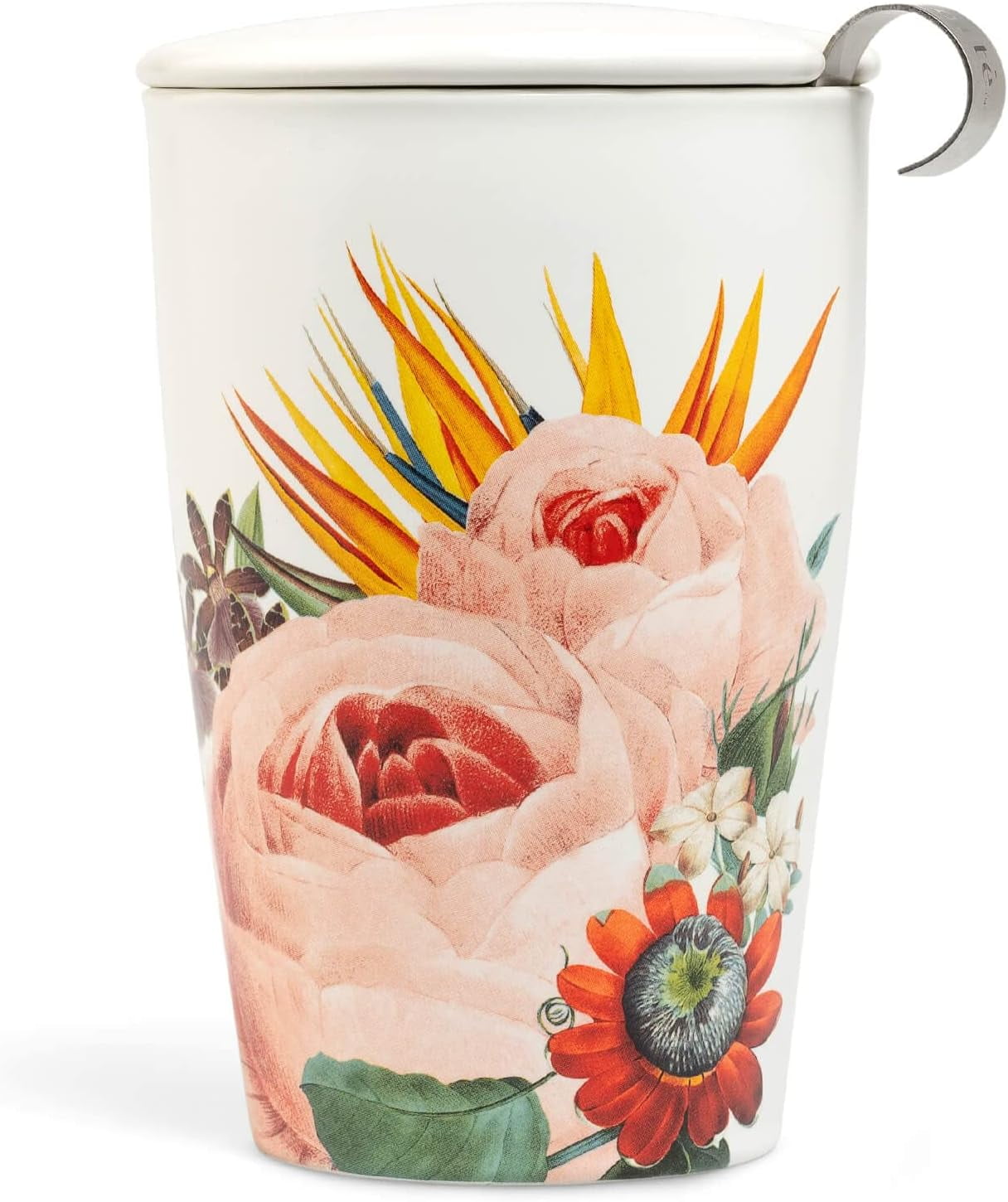 Cherry Blossom Double-Walled Ceramic Kati Cup with Removable Stainless ...