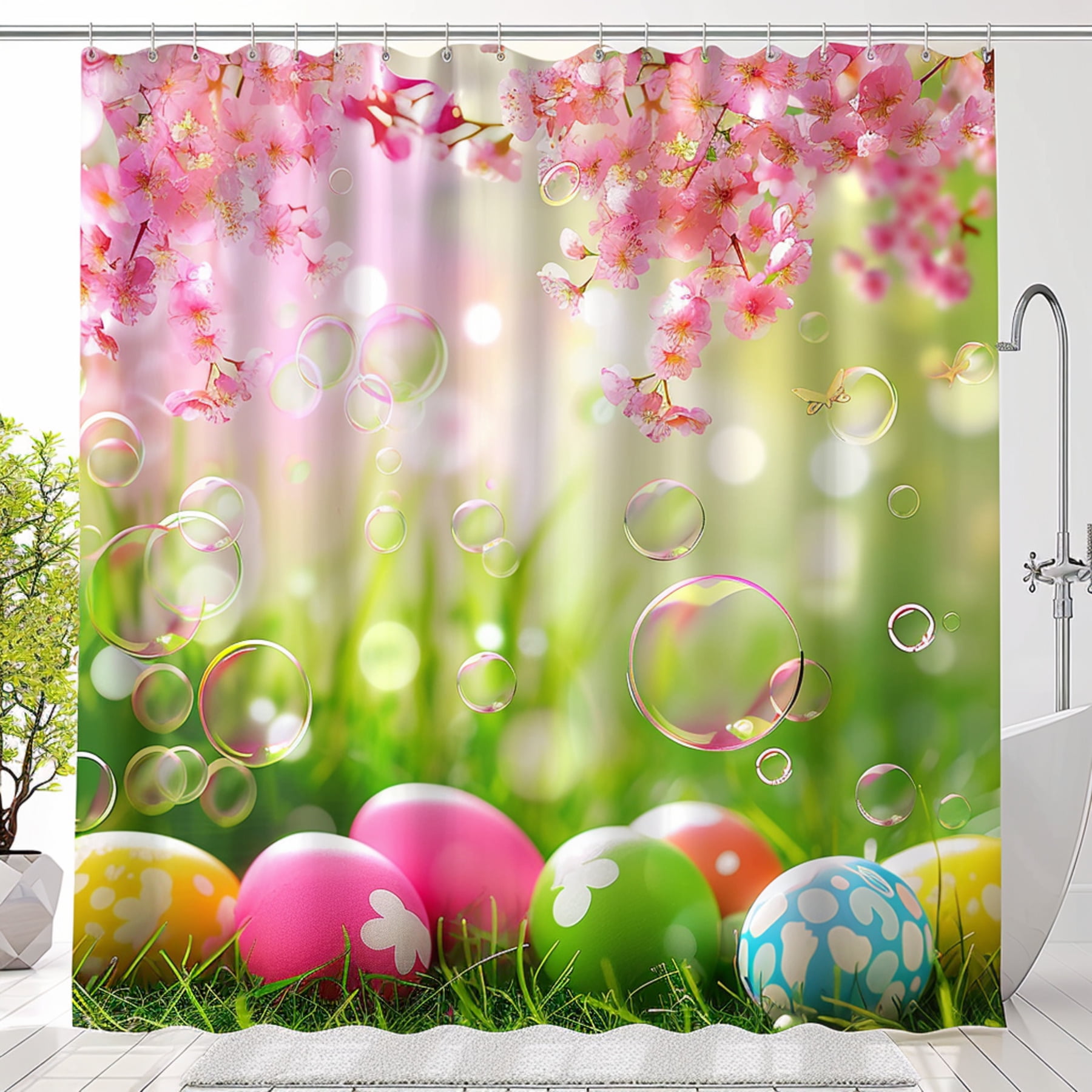 Cherry Blossom Easter Egg Shower Curtain Vibrant Spring Design for ...