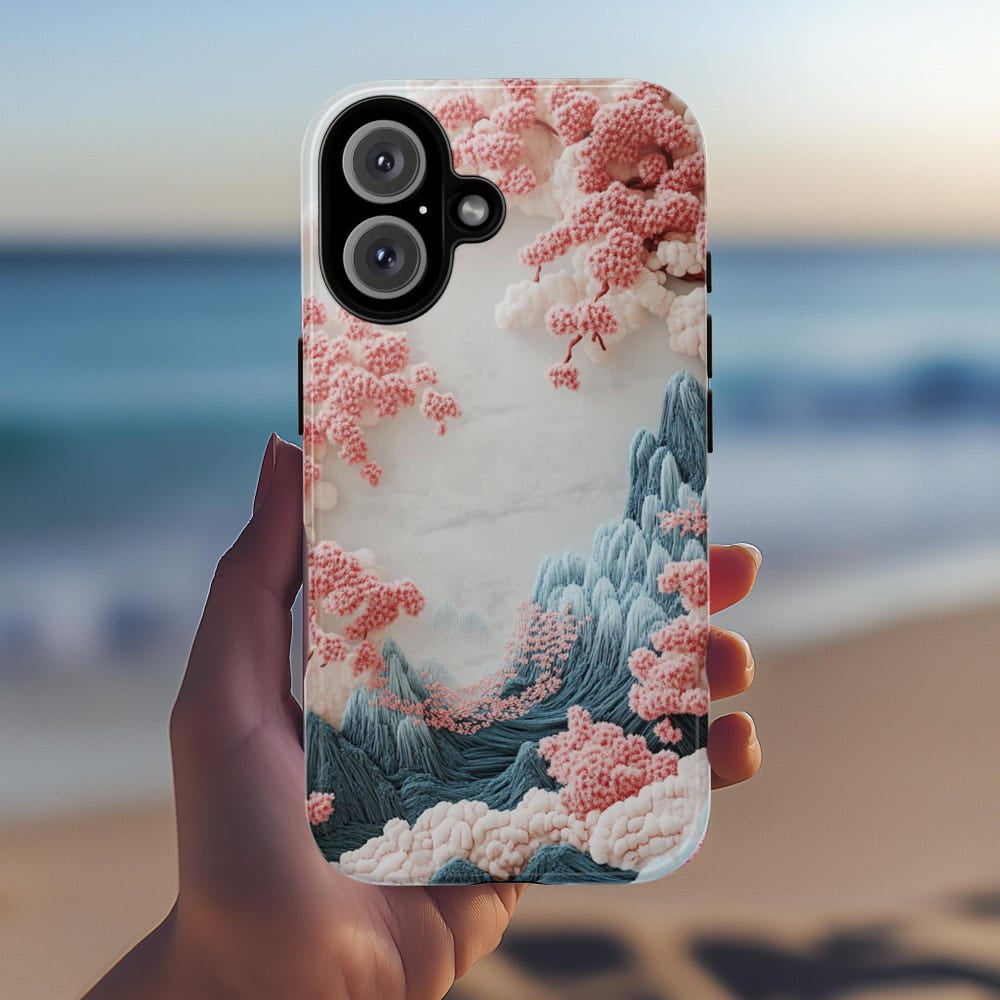 Cherry Blossom Embroidery 3D Japanese Sakura Phone Case 17 16 15 14 13 ...