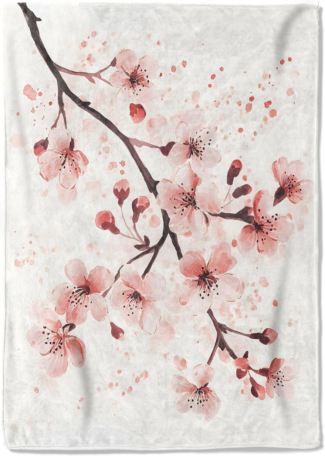 Cherry Blossom Fleece Blanket - 50x60in Elegant Pink Flower Floral ...
