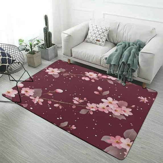 Cherry Blossom Floral Print-1 Carpet Soft Comfy Rug for Home Living ...