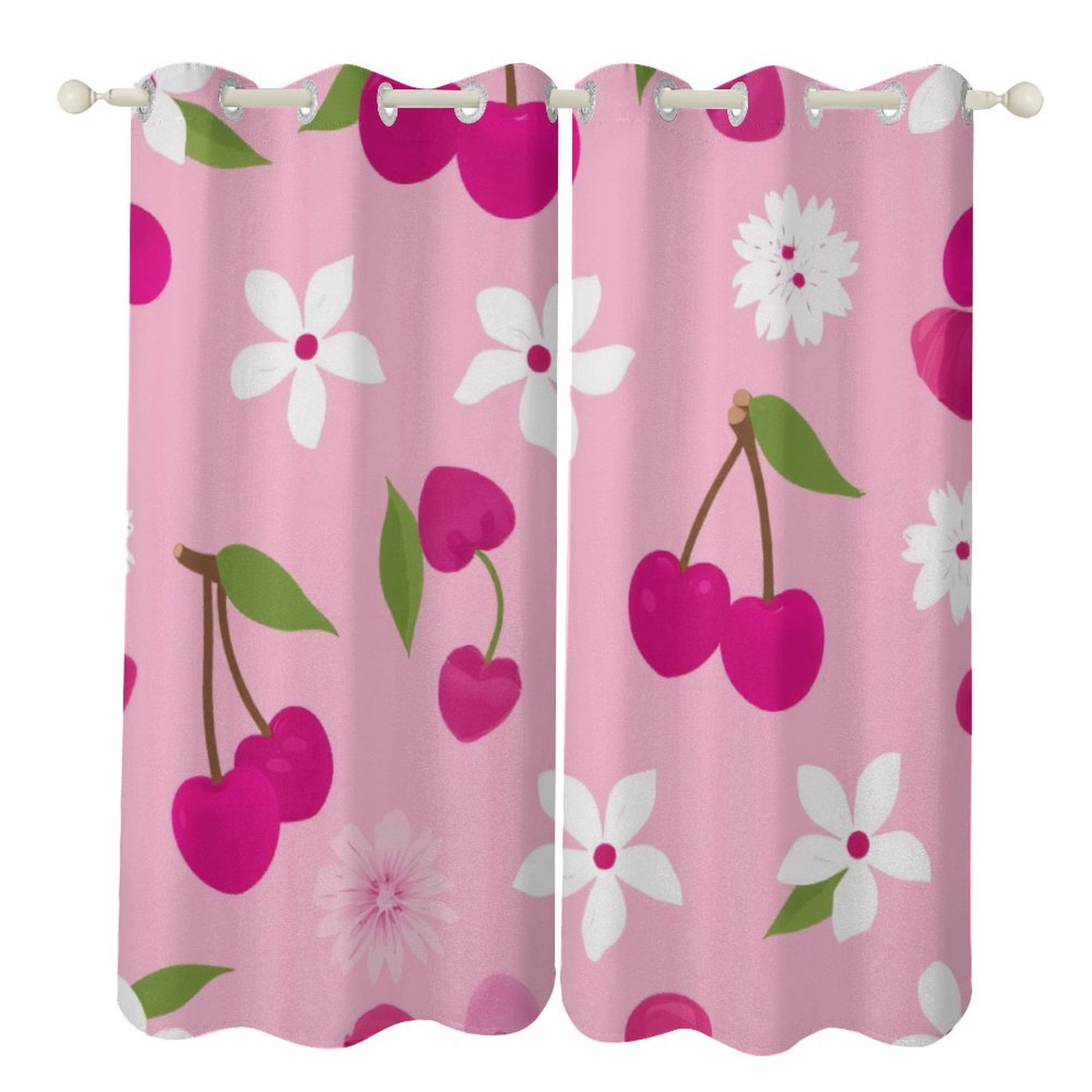 Cherry Blossom Floral Print 2 Panels Curtains for Bedroom Living Room ...