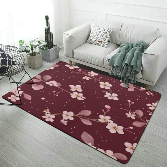Cherry Blossom Floral Print Soft Comfy Area Rugs Carpet Suitable for ...